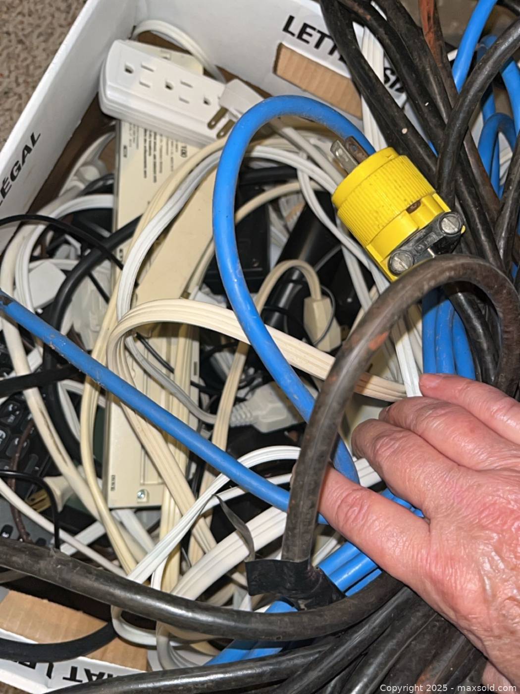 Box Of Extension Cords And Power Strips | Maxsold
