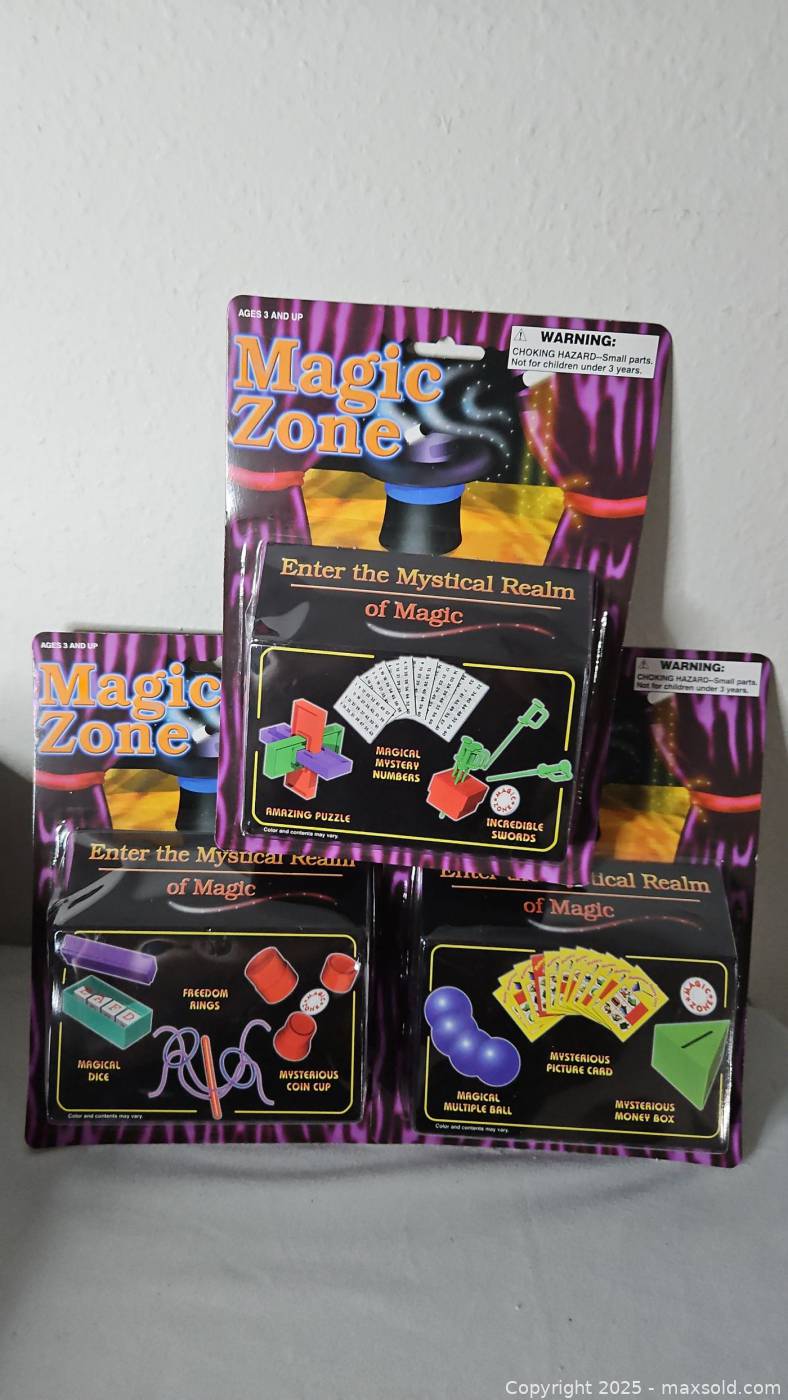Four sealed Magic Zone magic trick kits | Maxsold