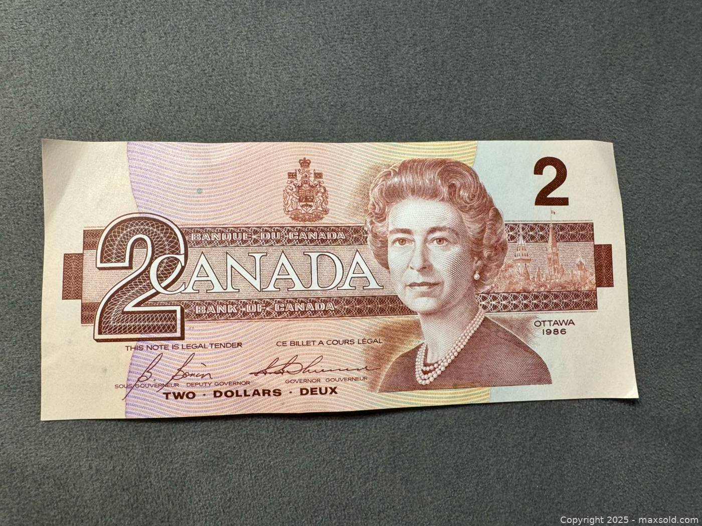 Vintage 1986 Bank of Canada $2 Bill | Maxsold