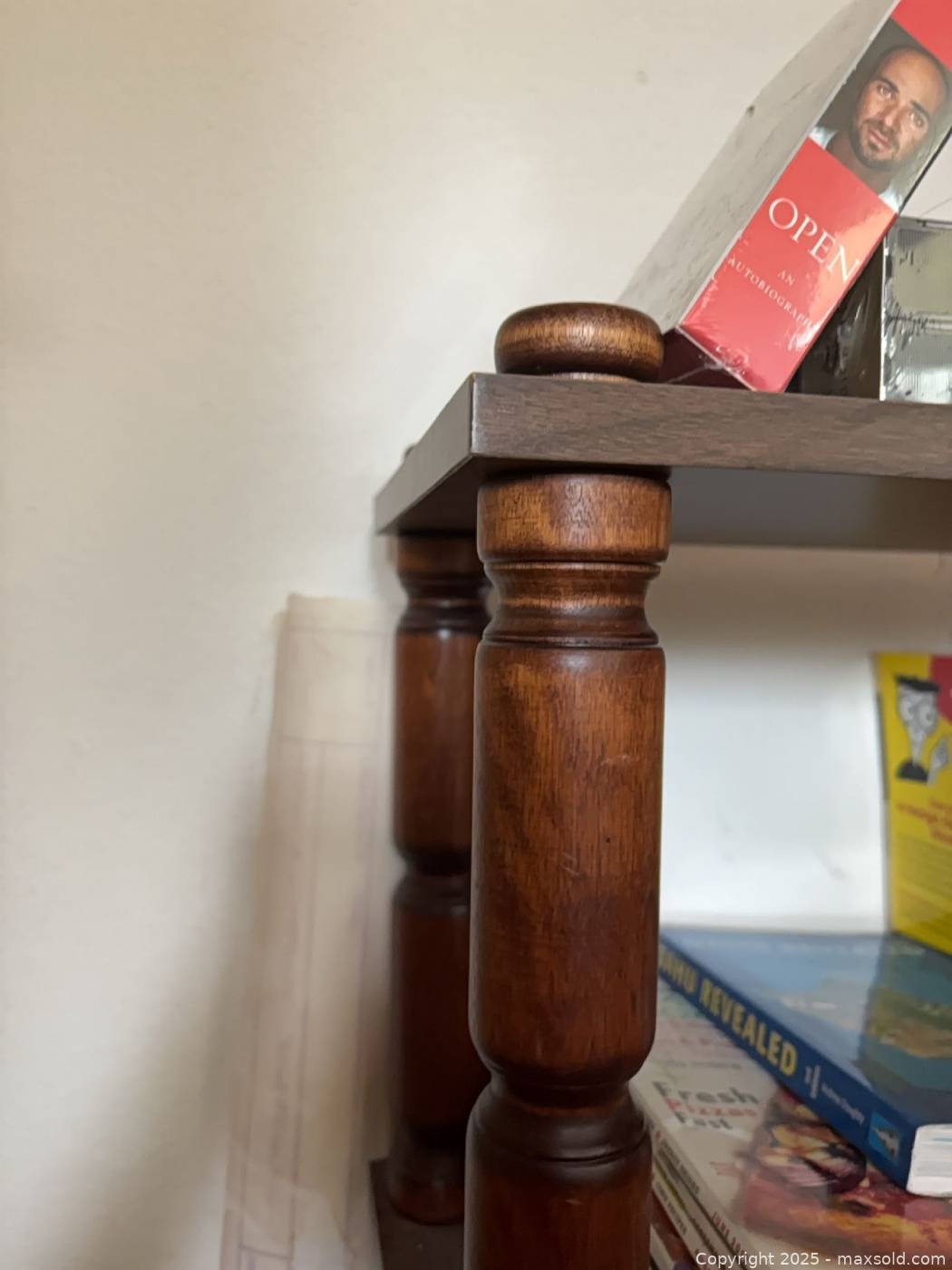 3-tier wooden bookcase with ~50 books | Maxsold