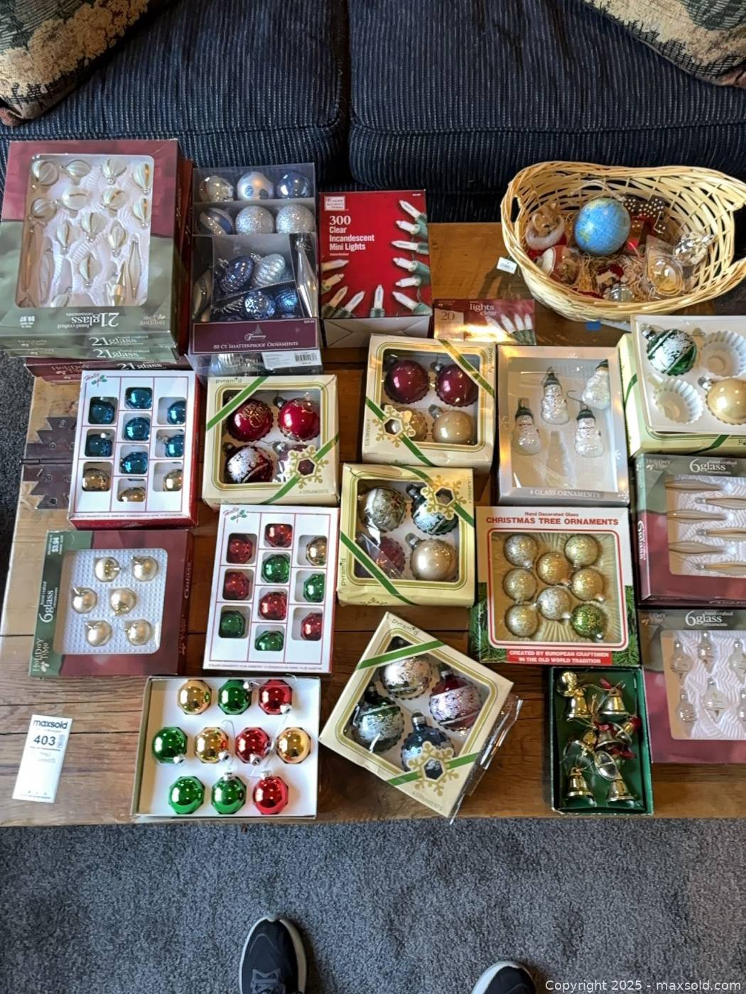 Assorted Christmas Ornaments & Clear Mini Lights | Maxsold