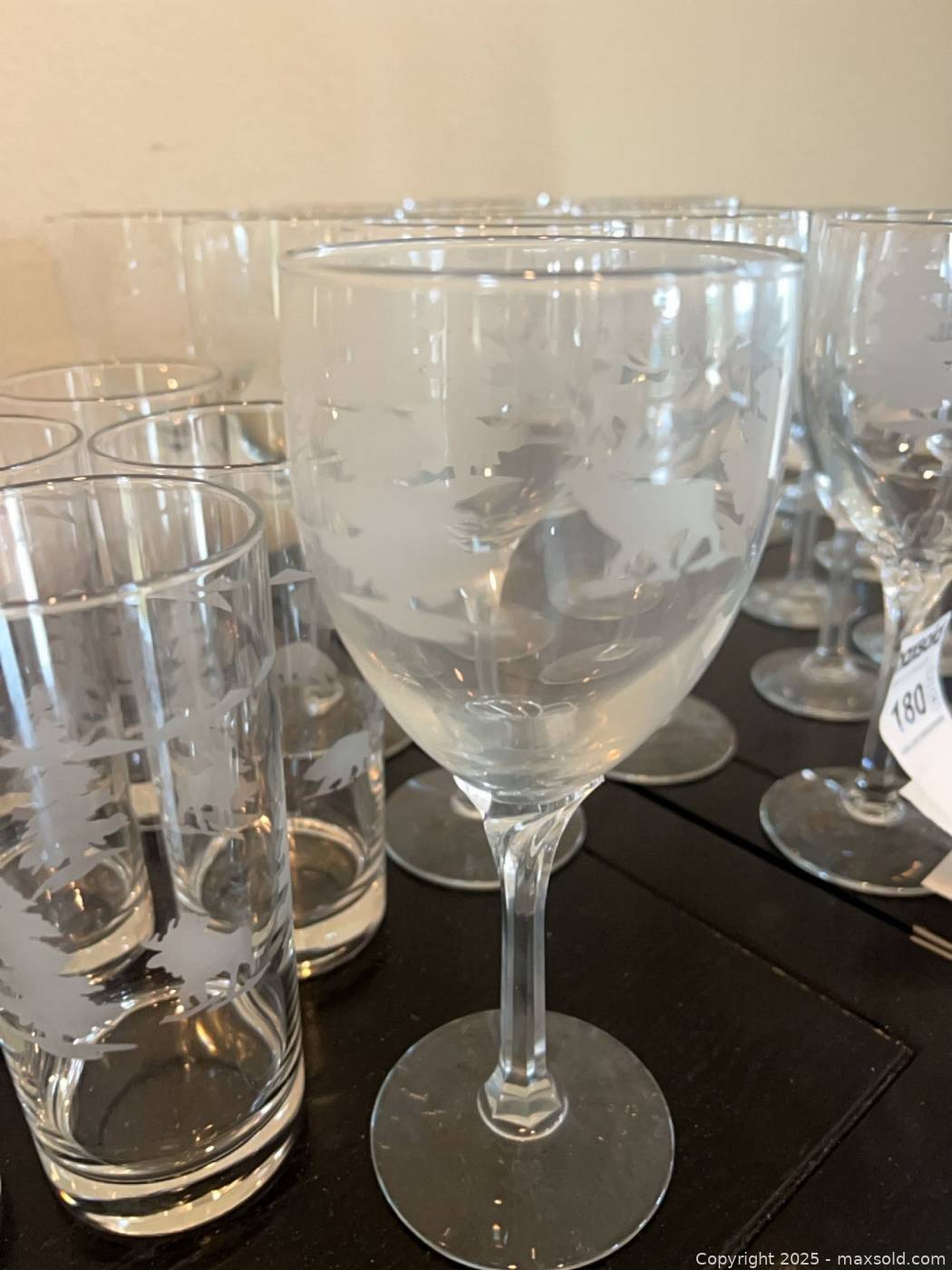 Etched Animal & Tree Stemware Set, 37pcs | Maxsold