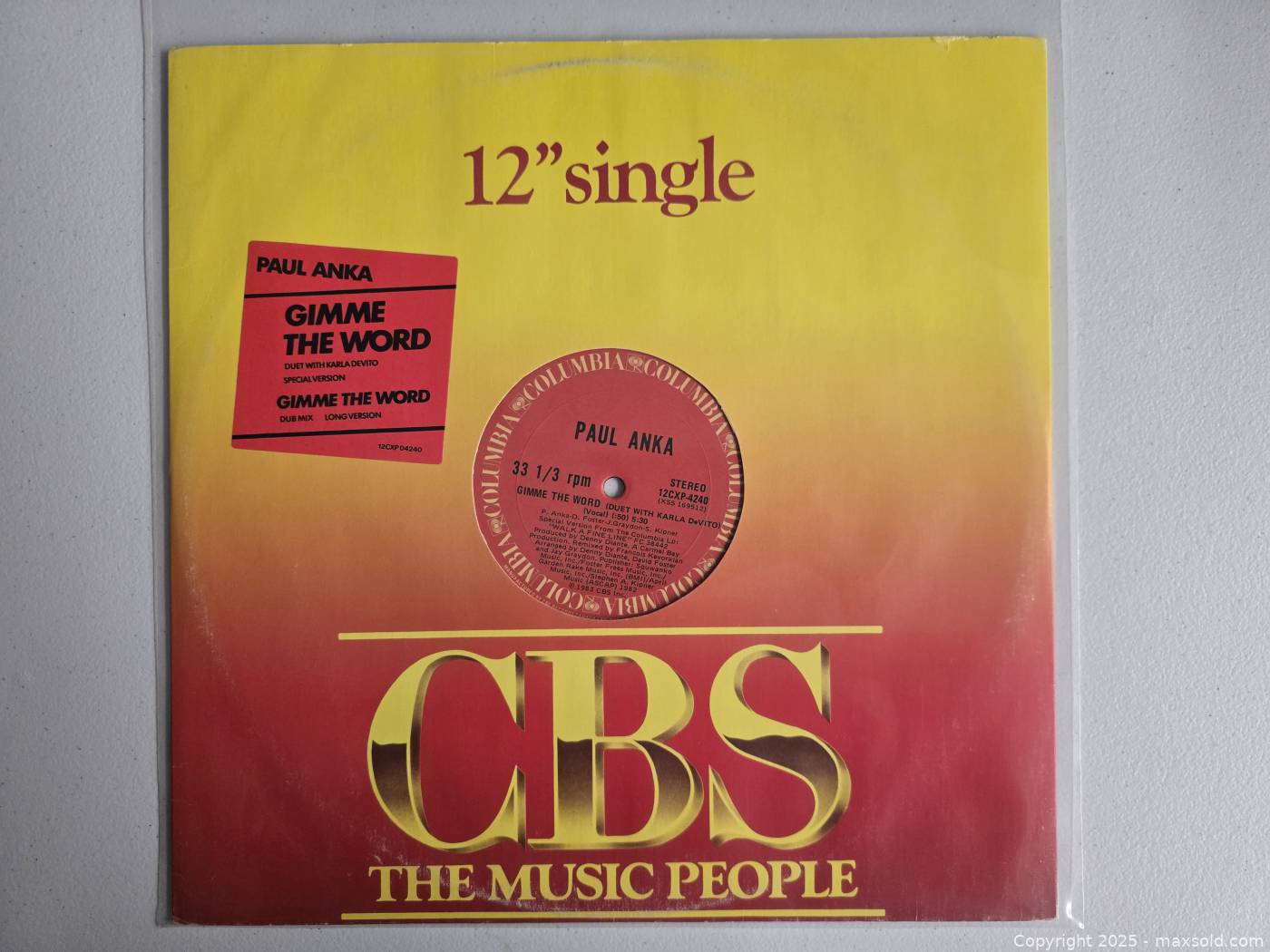 Paul Anka 12" 33⅓ RPM single “Gimme the Word” | Maxsold