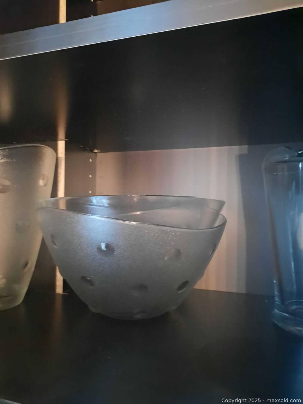 Assorted glass vases and frosted bowls, 9 pcs | Maxsold