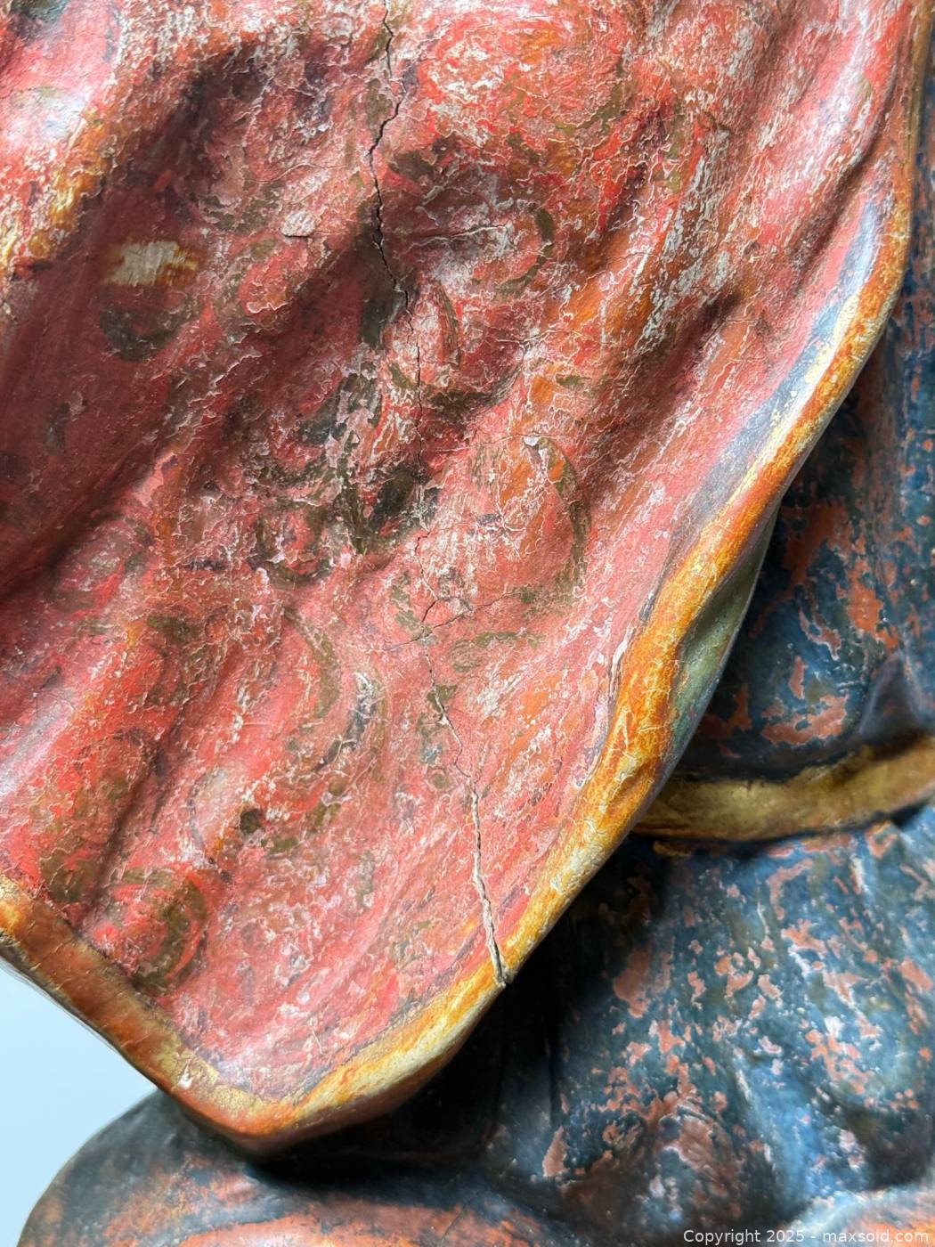 17th C polychrome carved wood boy sculpture | Maxsold