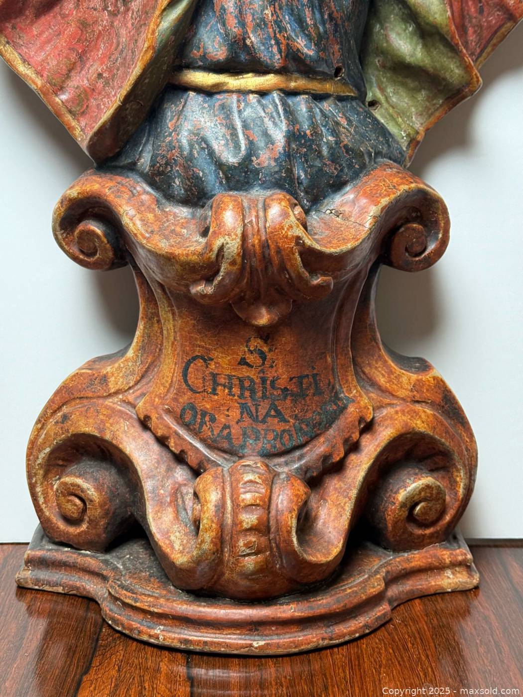 17th C polychrome carved wood boy sculpture | Maxsold