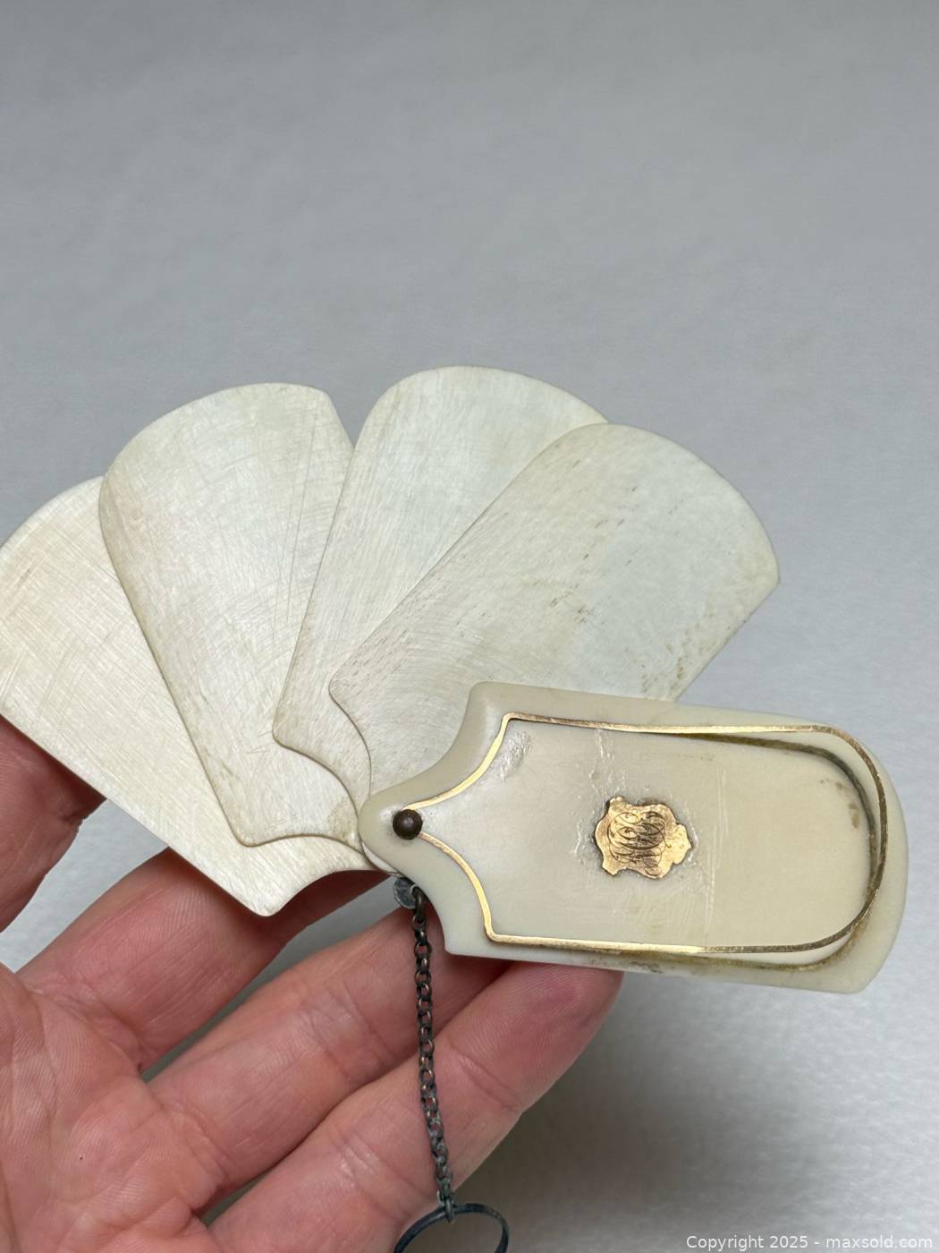 Antique celluloid dance card holder with 9k gold inlay | Maxsold