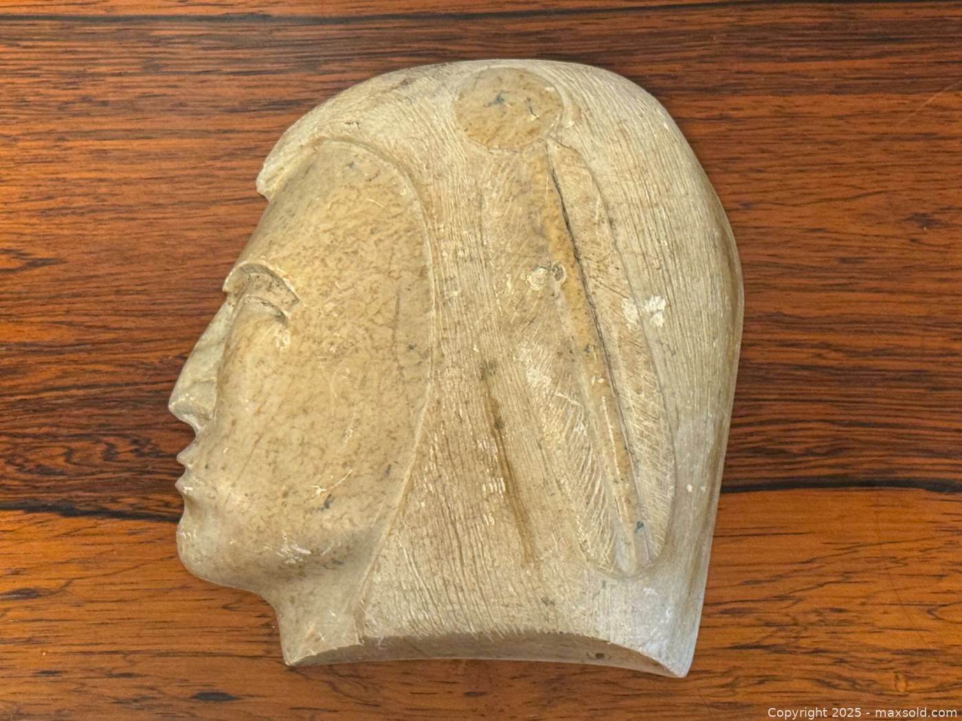Stone carving head profile signed Fineday | Maxsold