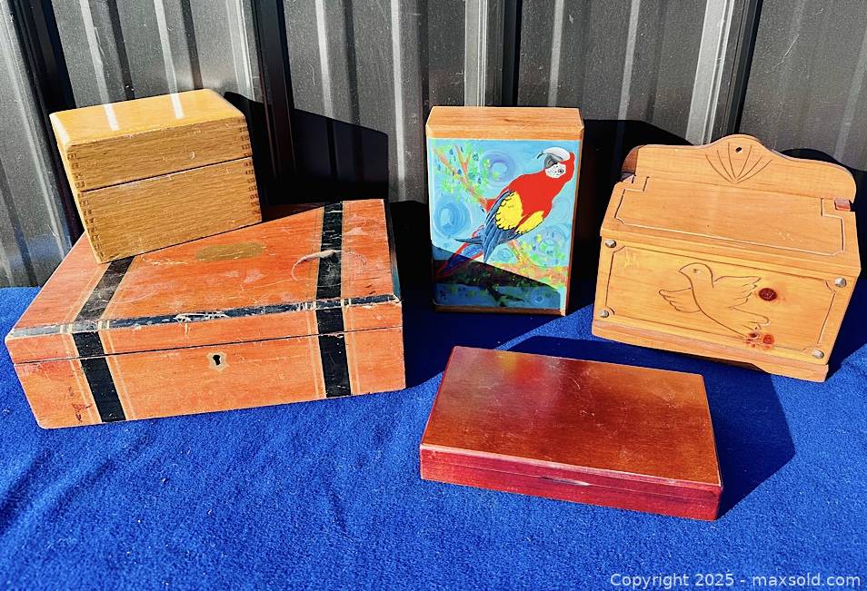 Wooden boxes collection with desk set | Maxsold