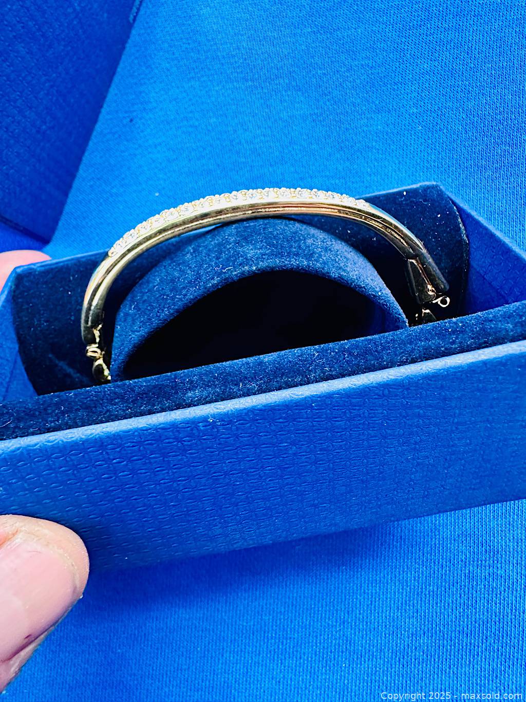 Swarovski goldtone crystal bangle bracelet boxed | Maxsold
