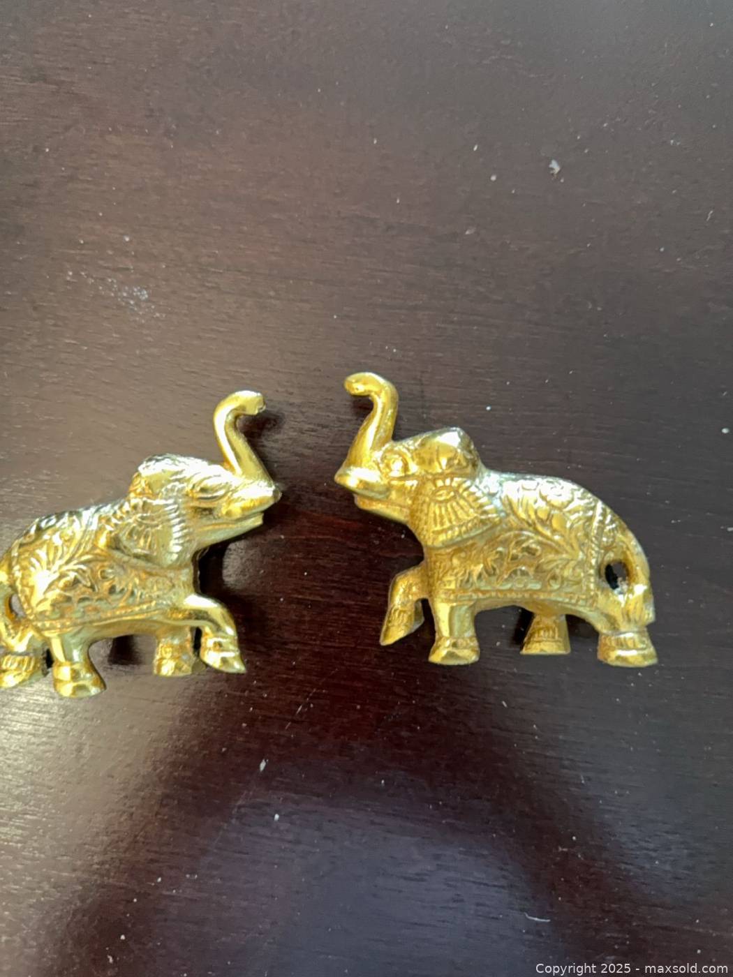 Pair of solid brass elephant figurines | Maxsold