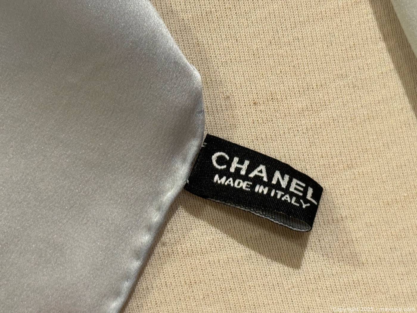 Chanel pale blue silk scarf 40x40 in | Maxsold