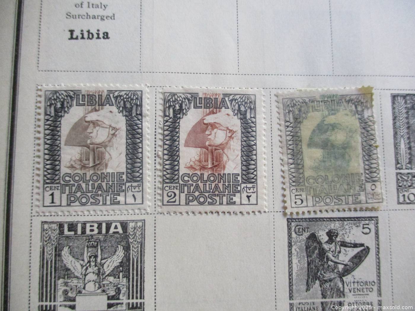 Libia colonial postage stamps on Scott album page | Maxsold