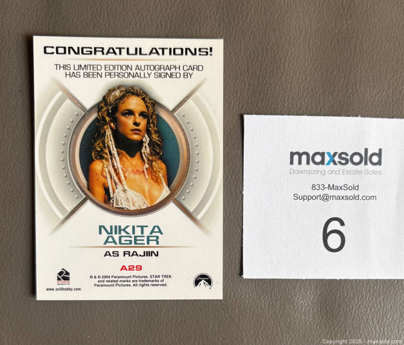 Autographed Star Trek Enterprise S3 Card #A29 Nikita Ager | Maxsold
