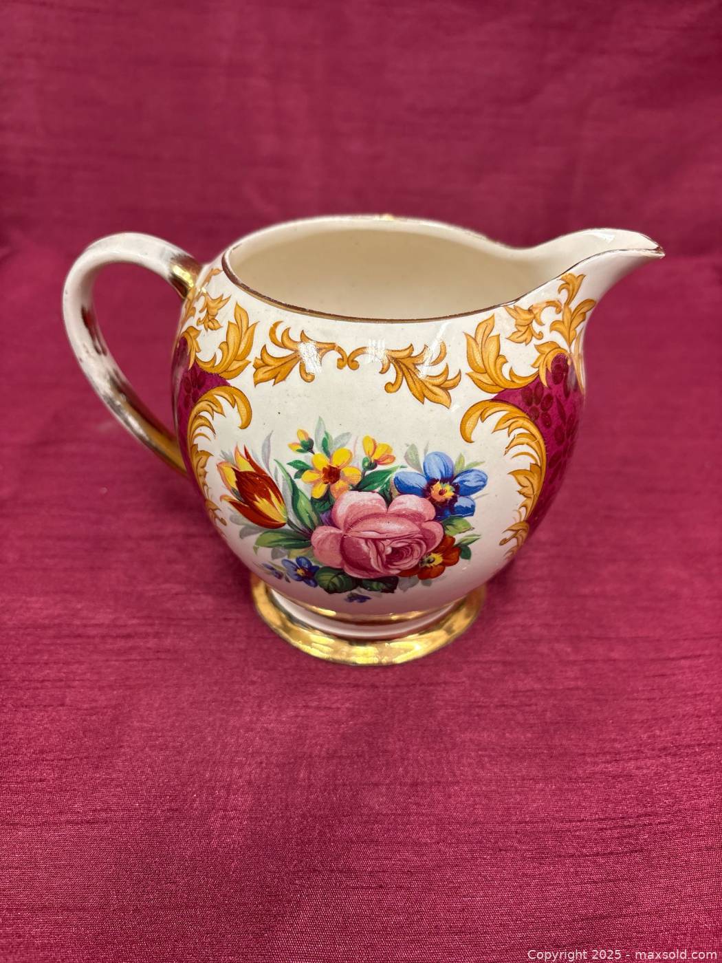 Sadler hand-painted floral porcelain pitcher | Maxsold
