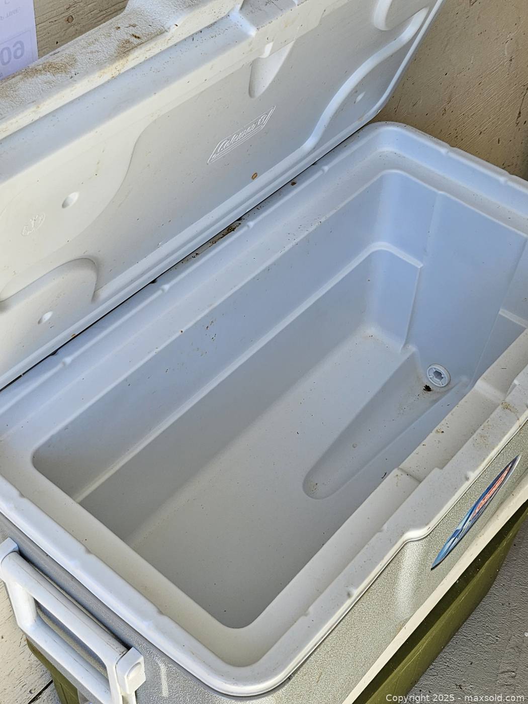 Coleman grey and green plastic coolers | Maxsold