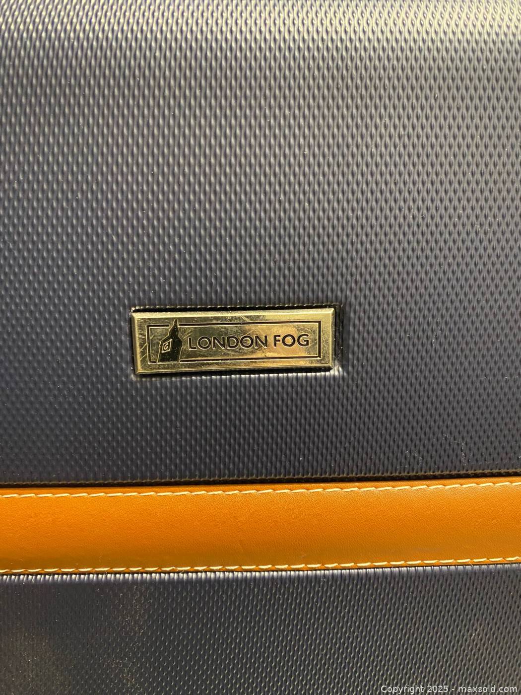 London Fog vintage hardside suitcase navy/tan | Maxsold