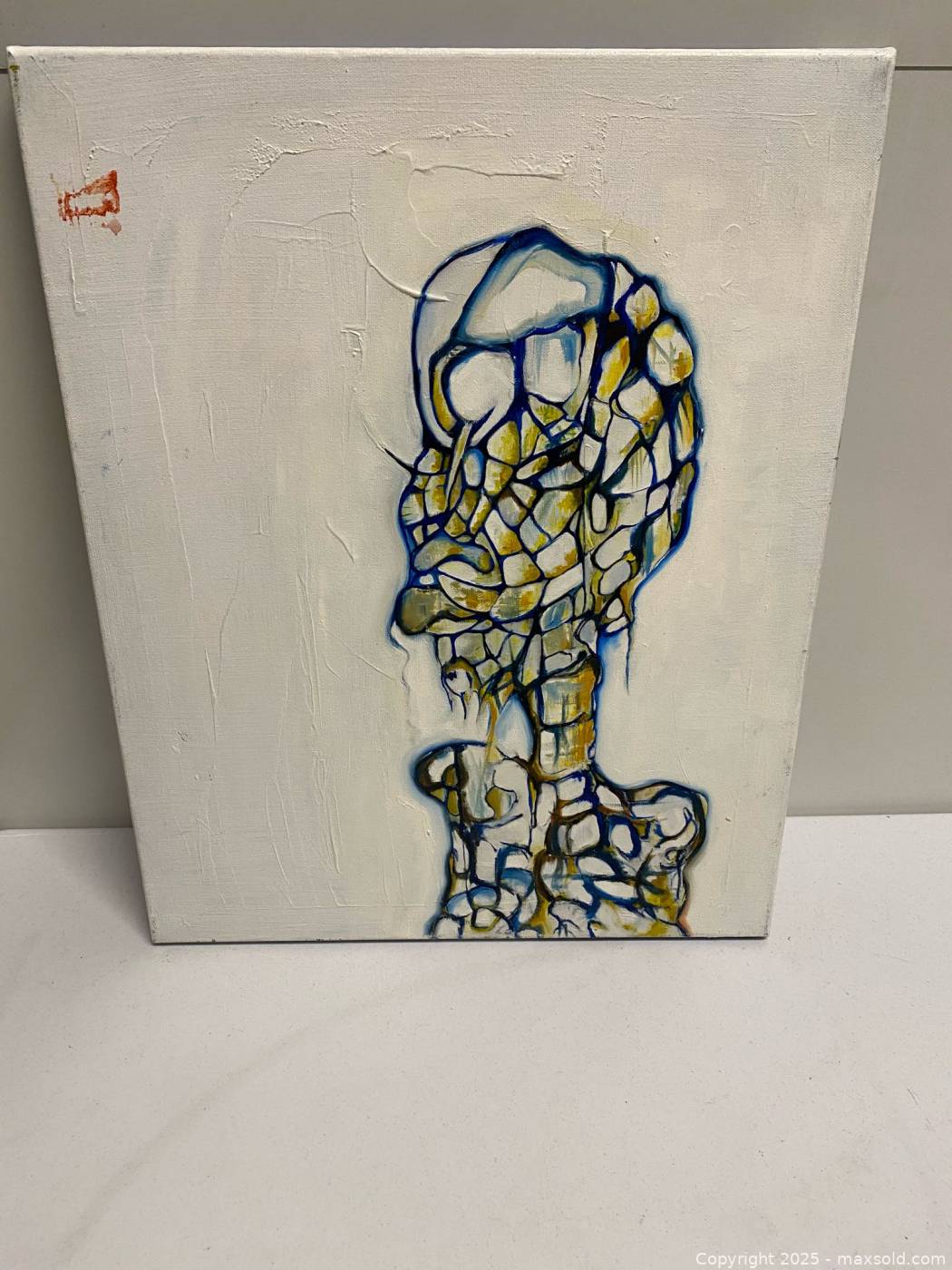 Original surreal abstract mosaic figure painting on canvas | Maxsold