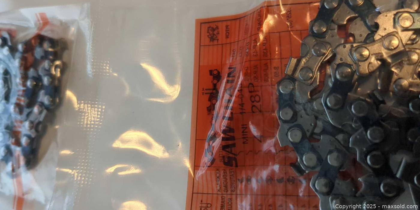 Six new packaged replacement saw chains | Maxsold