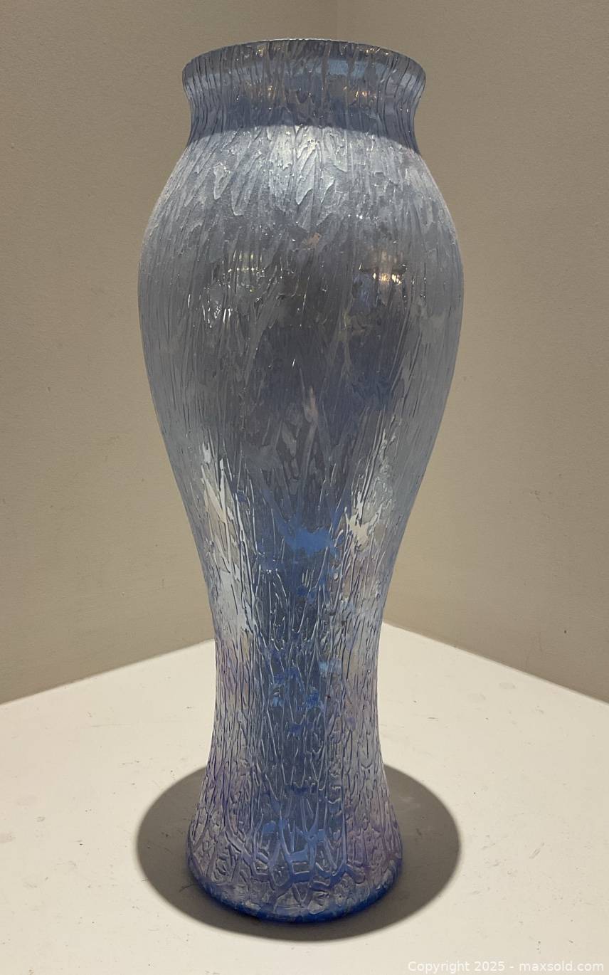Light Blue Textured Glass Vase 14" | Maxsold