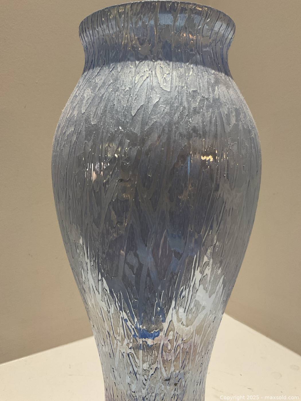 Light Blue Textured Glass Vase 14" | Maxsold