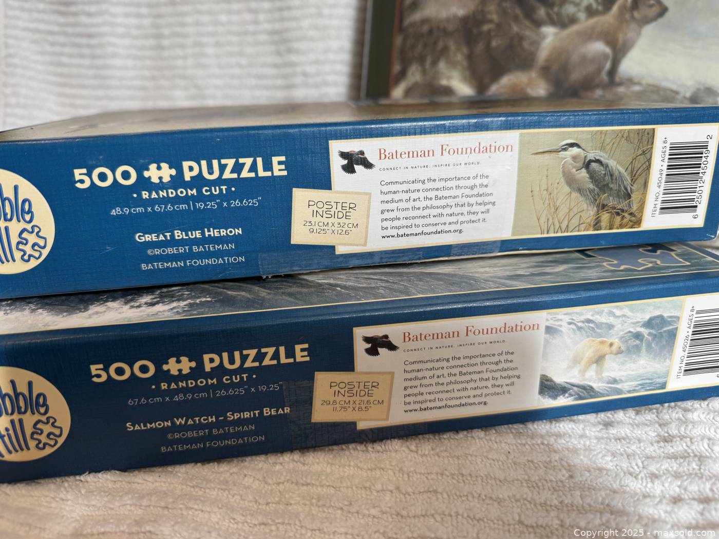 Robert Bateman hardcover book with 2 Cobble Hill 500-piece puzzles ...