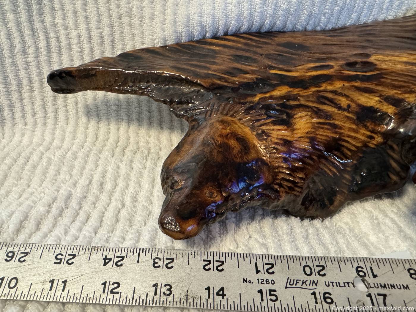 Vintage glazed wood seal carving 26 in | Maxsold