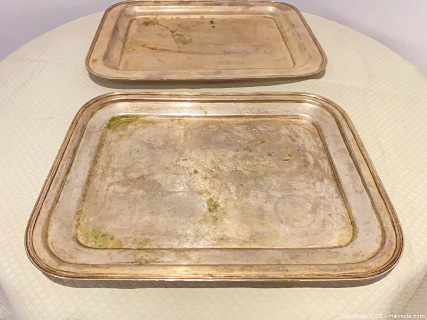 Restoration Hardware pewter serving tray pair | Maxsold