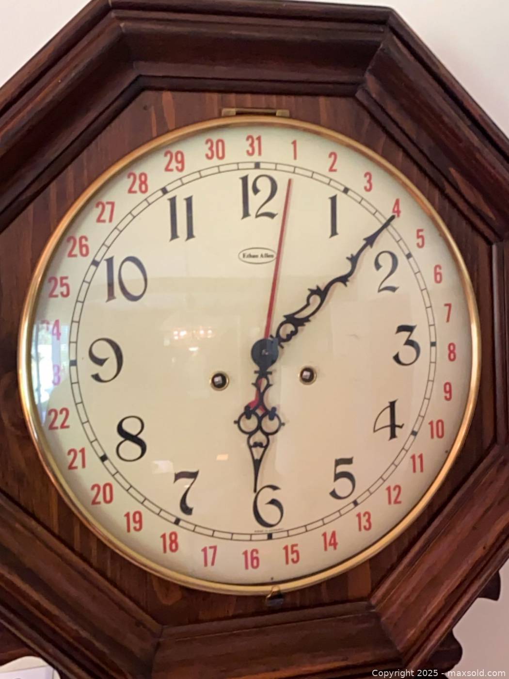 Ethan Allen German calendar regulator wall clock | Maxsold