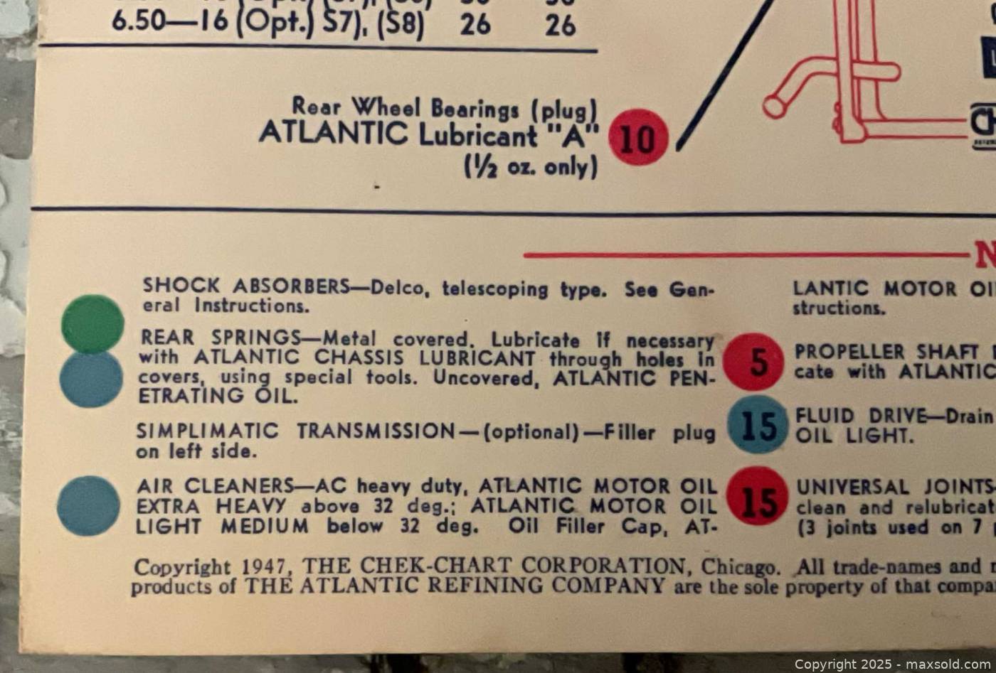 Vintage De Soto 1938-42 lubrication chart | Maxsold