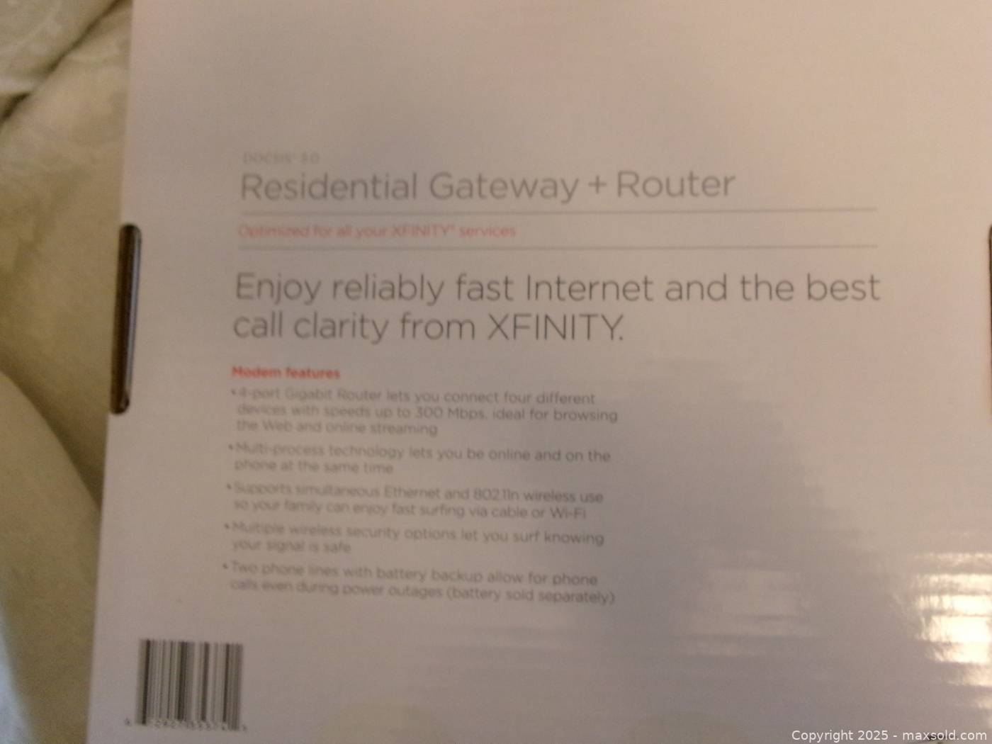 Xfinity DOCSIS 3.0 Residential Gateway Router with cords | Maxsold