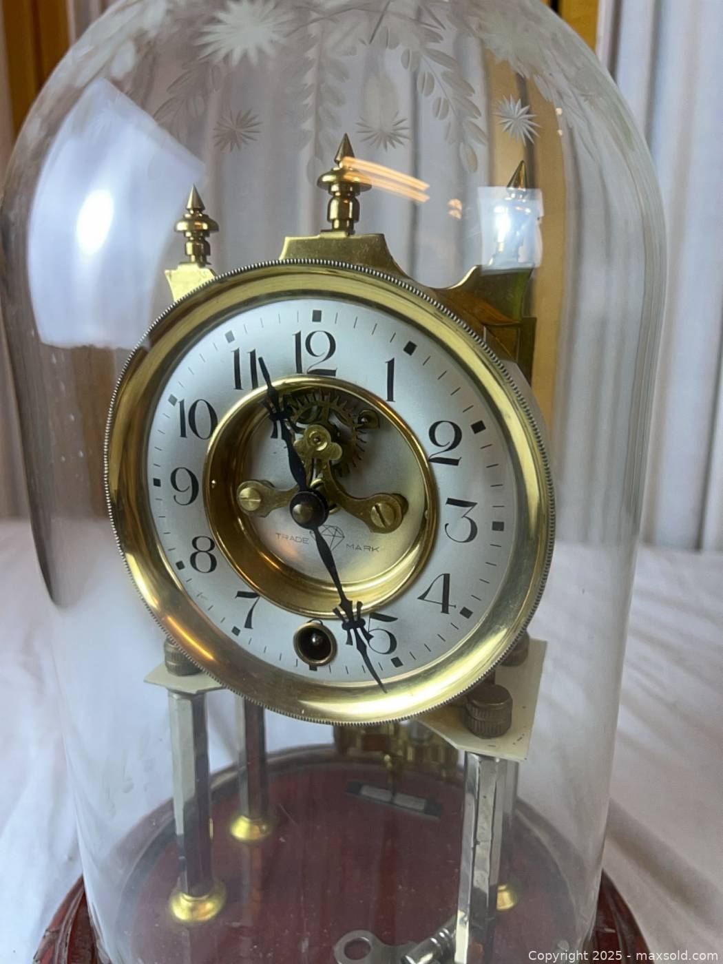 Vintage key-wound glass dome table clock | Maxsold