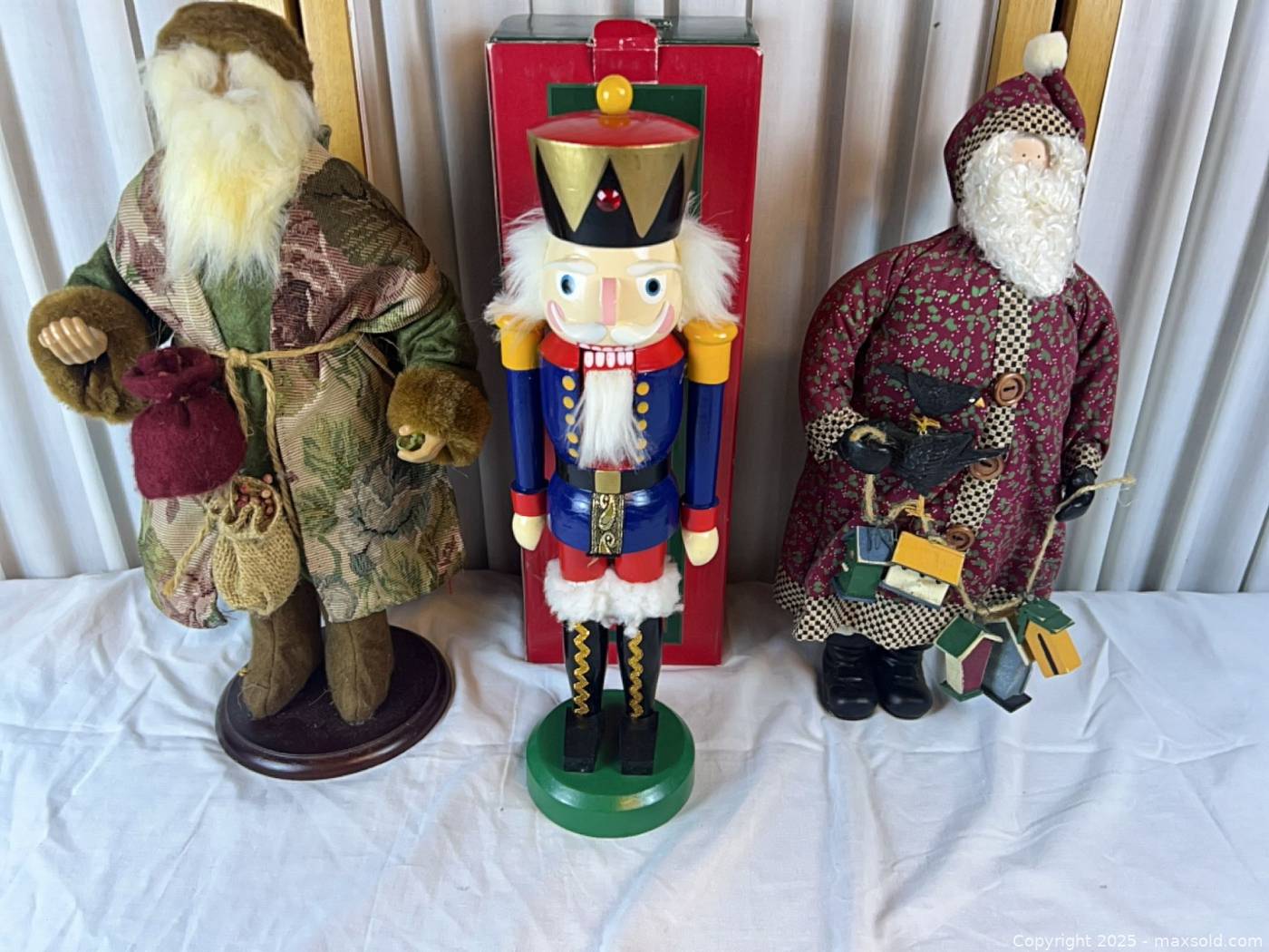 Wooden Nutcracker And Two 15" Santa Figures | Maxsold