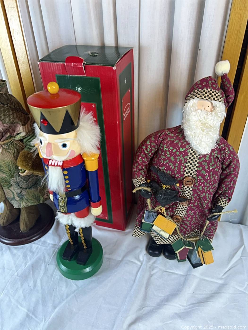 Wooden Nutcracker And Two 15" Santa Figures | Maxsold