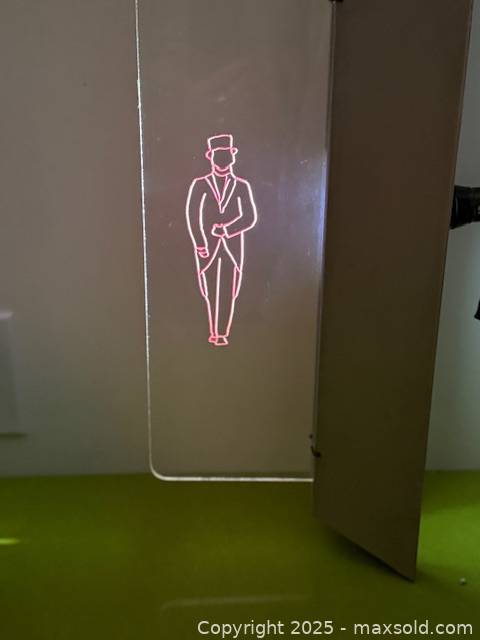 Vintage red illuminated men's room sign | Maxsold