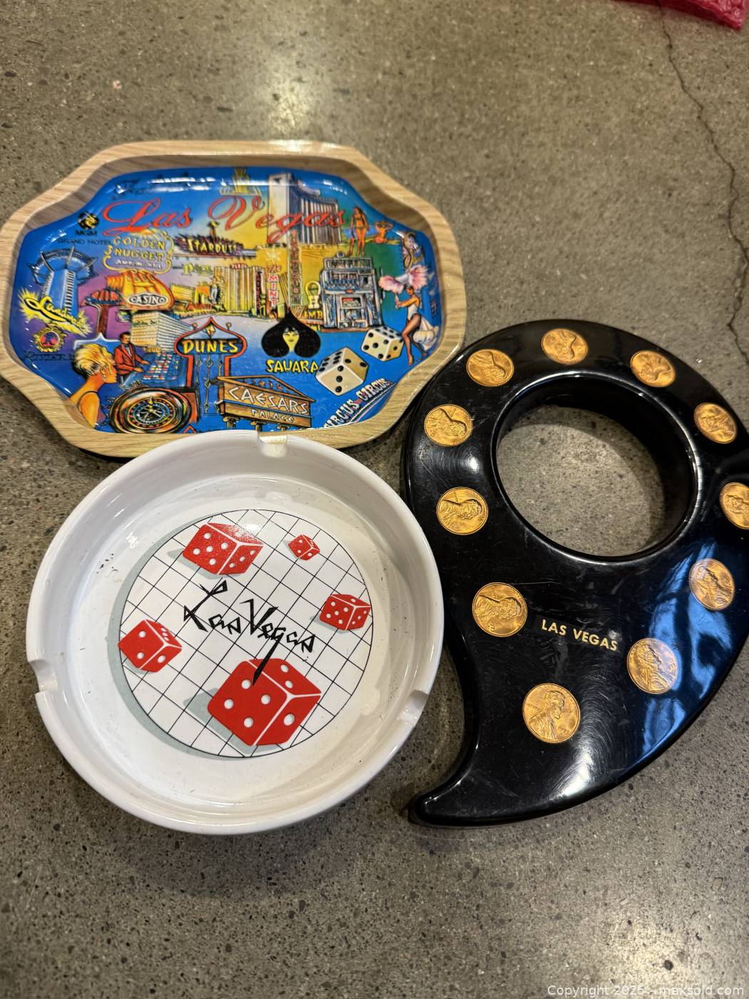 Vintage Las Vegas ashtray, coin ashtray holder and 1993 tin serving ...