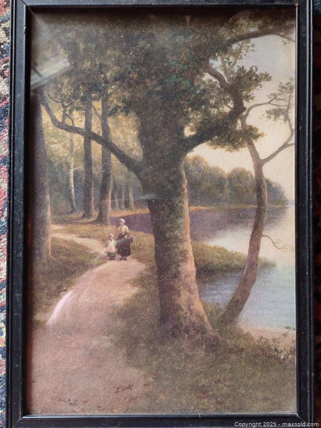 Framed antique lakeside walk print | Maxsold