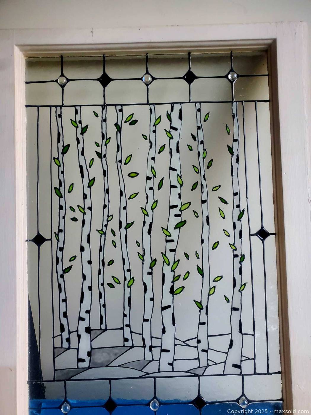 Stained glass birch tree window panel | Maxsold