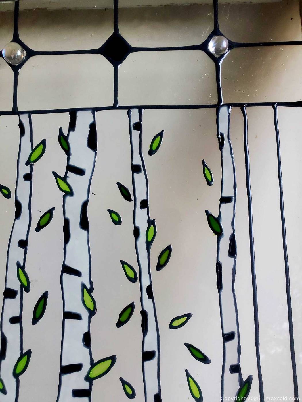 Stained glass birch tree window panel | Maxsold