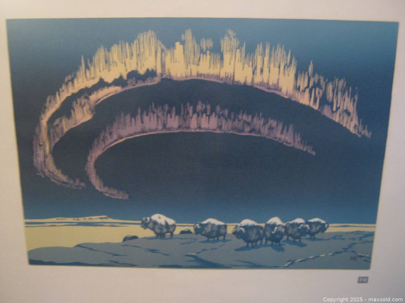 Vladimir Ilyich Meshkov "Dikari" framed linocut print | Maxsold