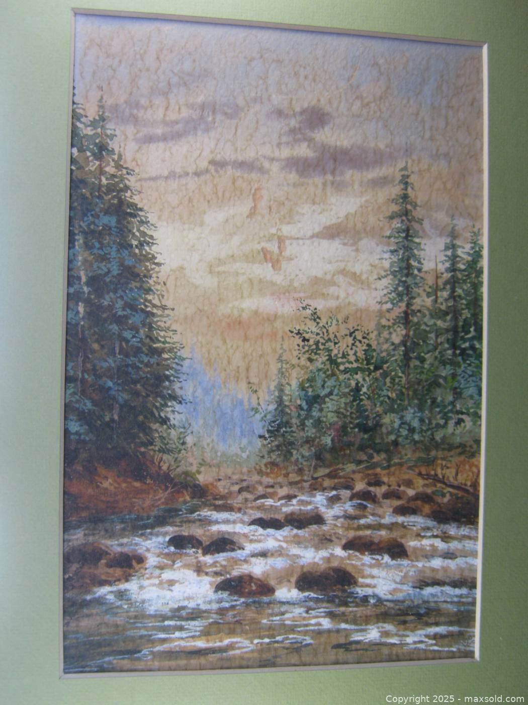 Framed watercolour landscape signed WJB | Maxsold