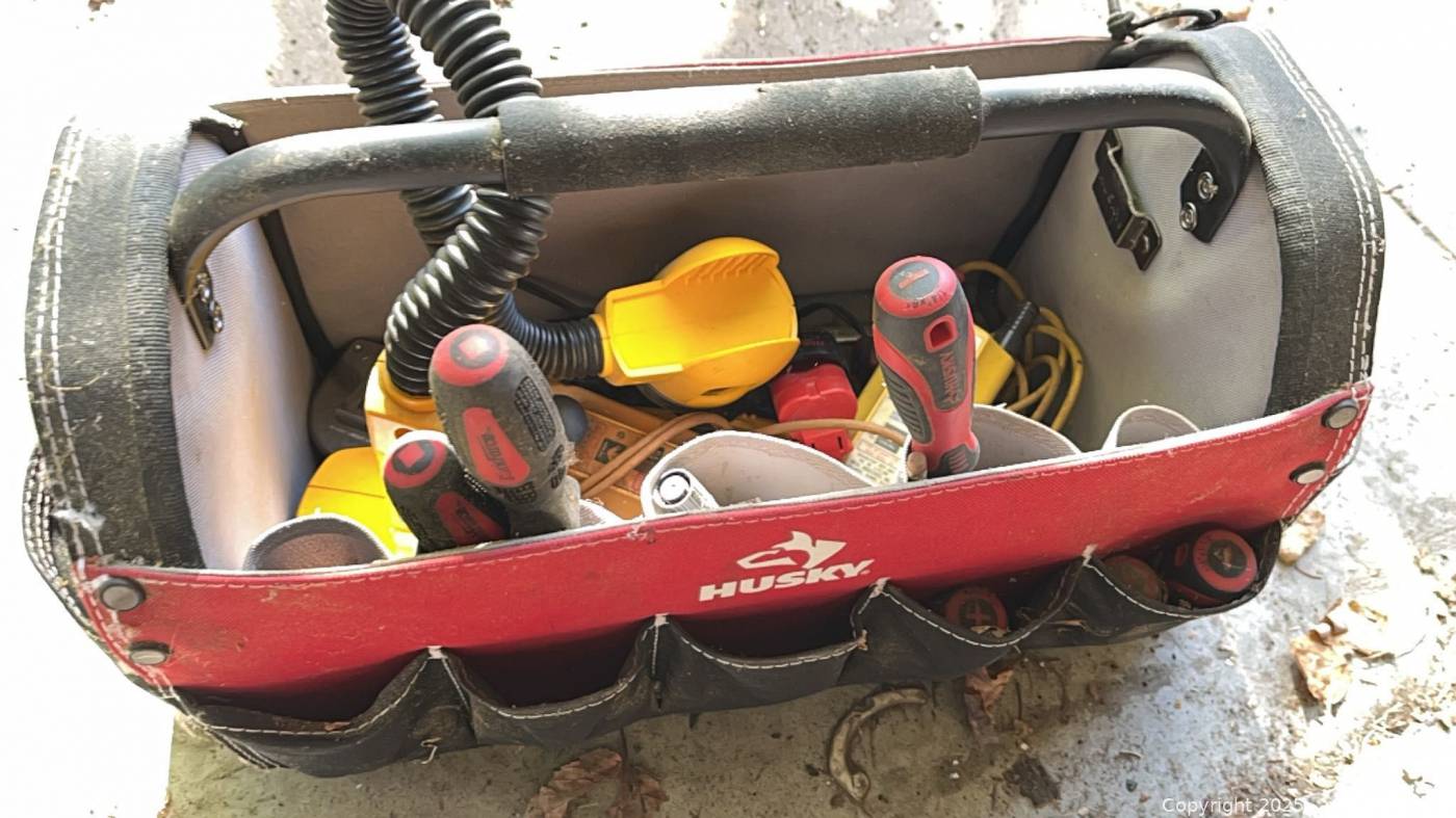Husky Tool Tote And Milwaukee Zip Bag With Hand Tools | Maxsold