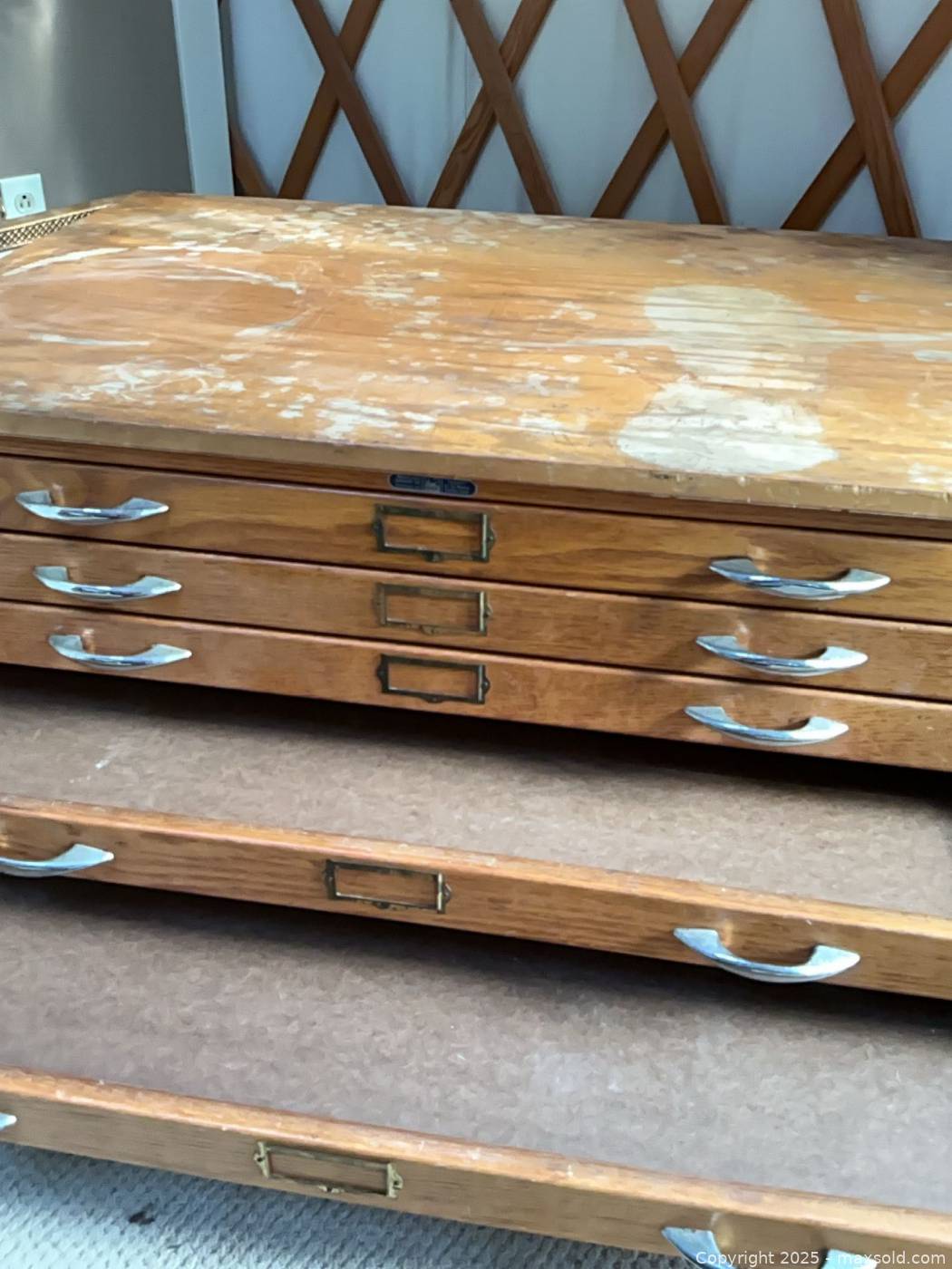 Mayline wooden flat file cabinet, 6 drawers | Maxsold