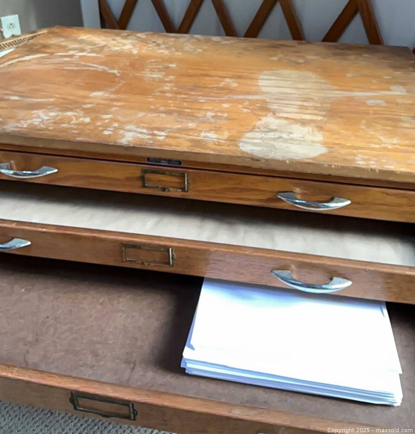 Mayline wooden flat file cabinet, 6 drawers | Maxsold