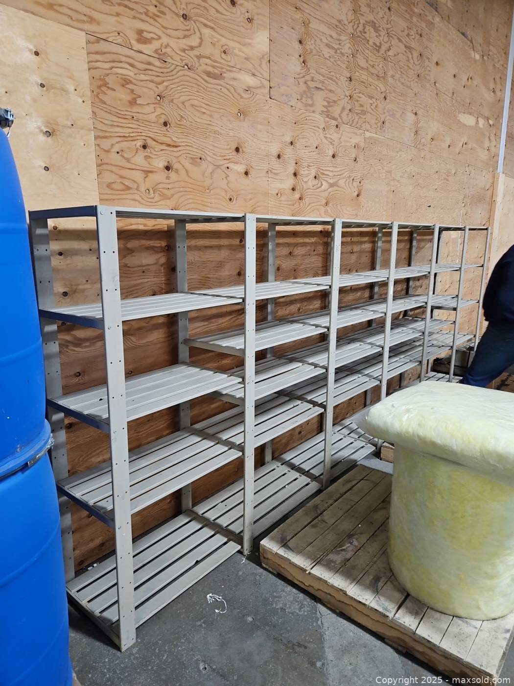 Wooden slatted storage shelving unit | Maxsold