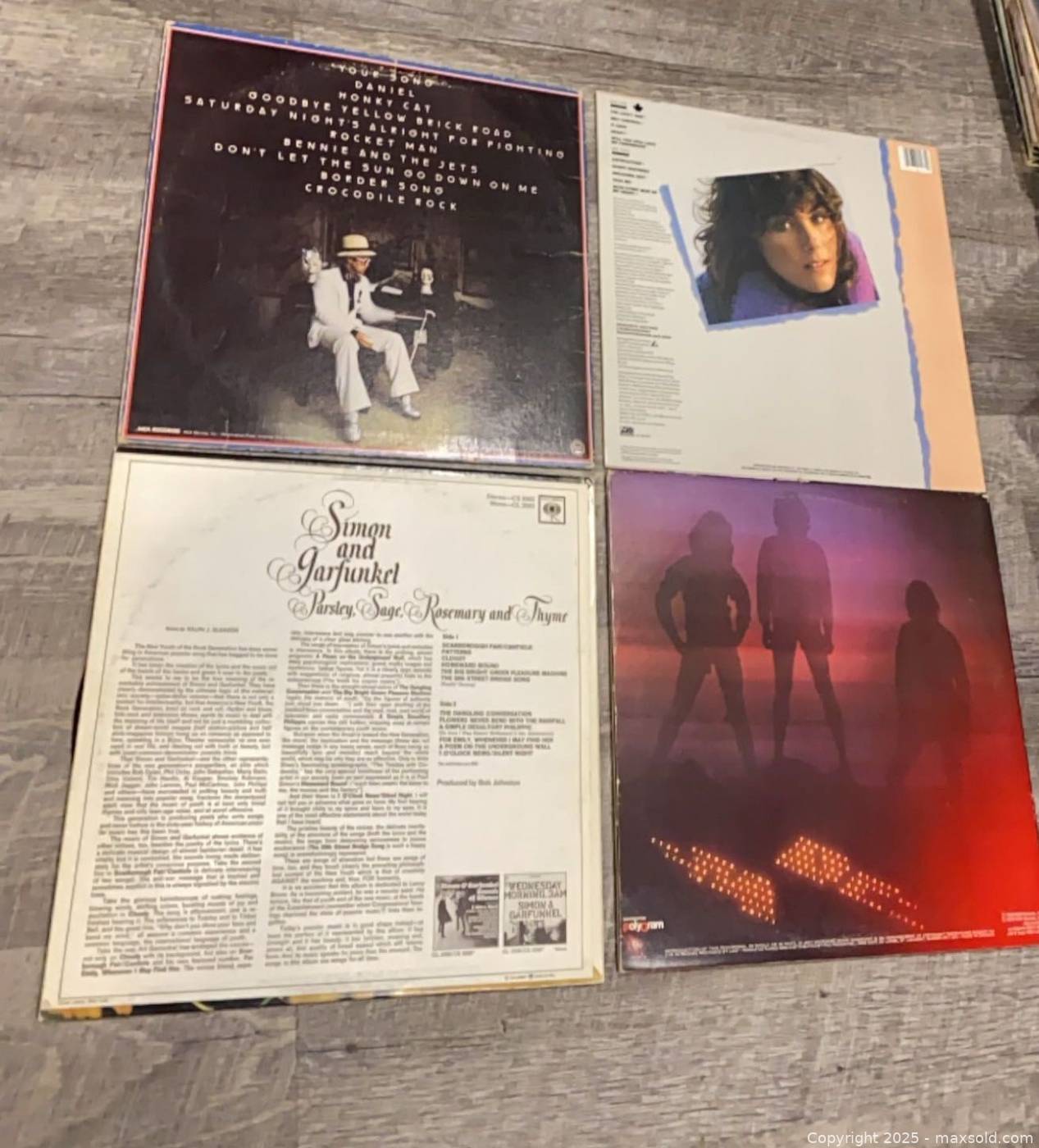4 vinyl LPs Elton John, Laura Branigan, Simon & Garfunkel, Bee Gees ...