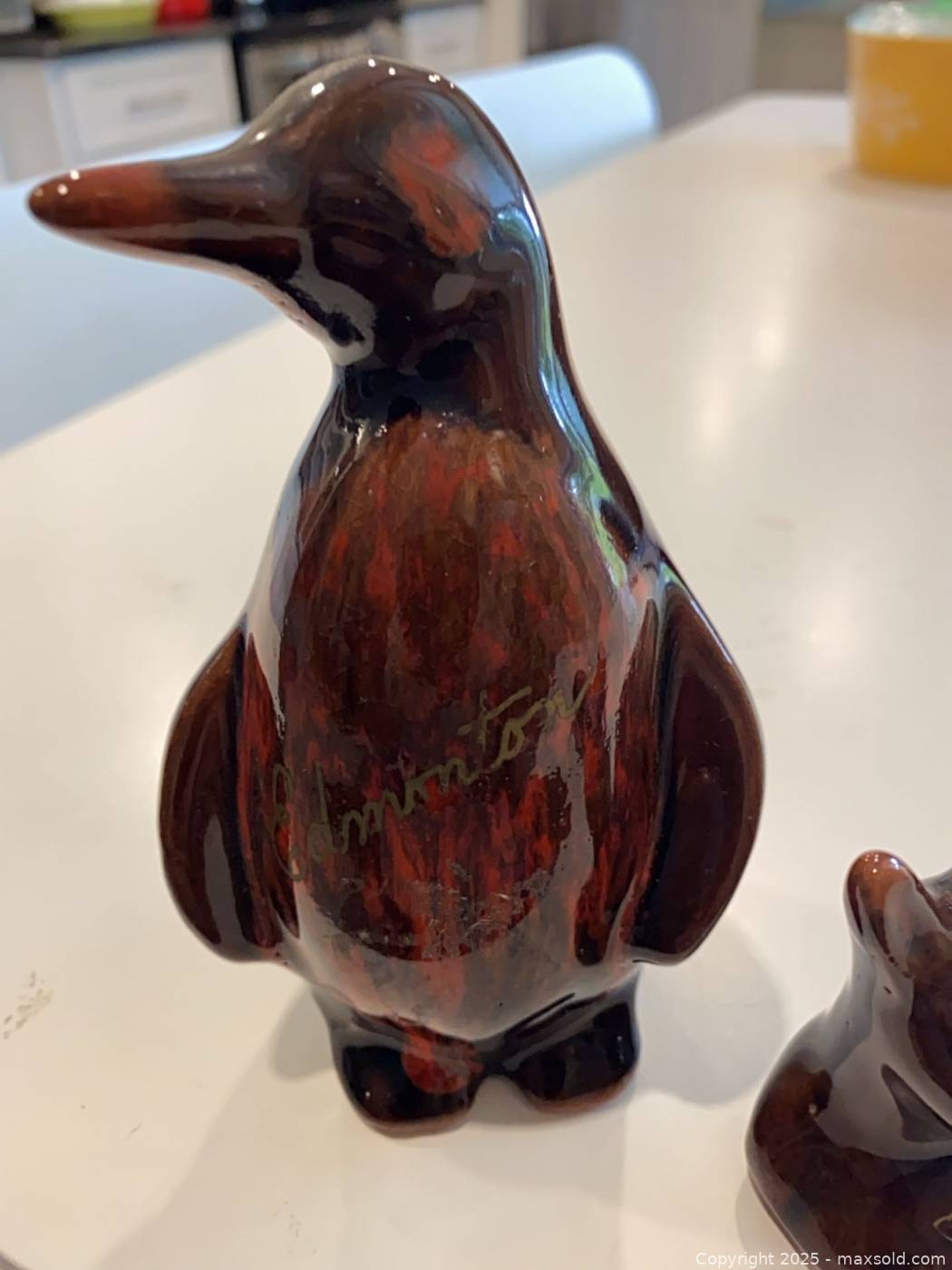 Vintage drip glaze ceramic penguin and deer figurines | Maxsold