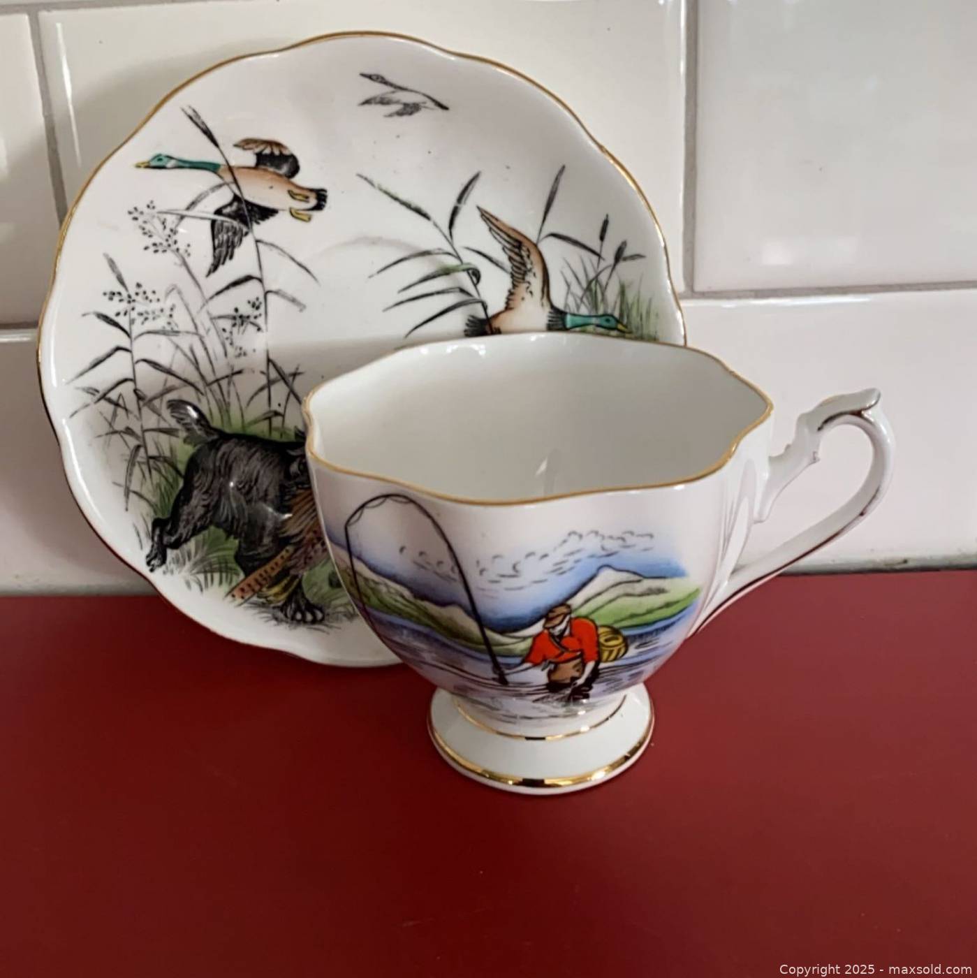 Queen Anne Fly Fishing Bone China Tea Cup and Saucer | Maxsold