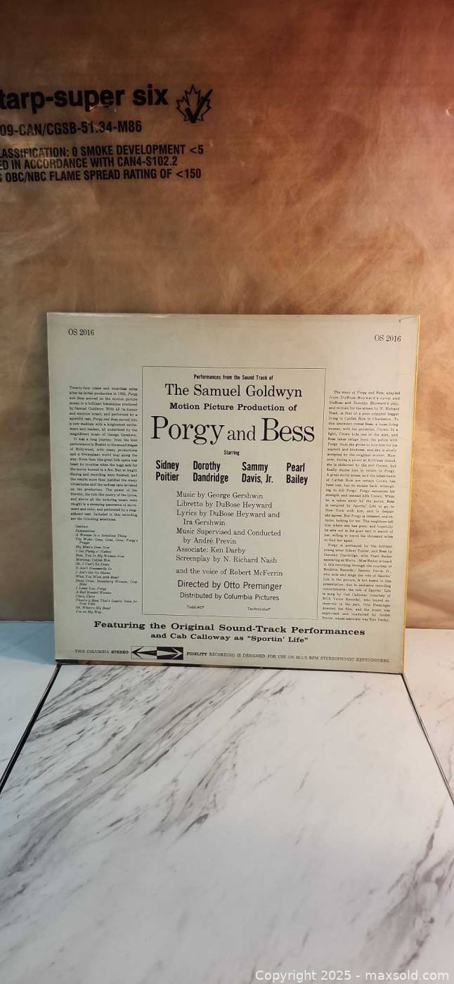 Columbia Masterworks Porgy and Bess original soundtrack vinyl LP | Maxsold