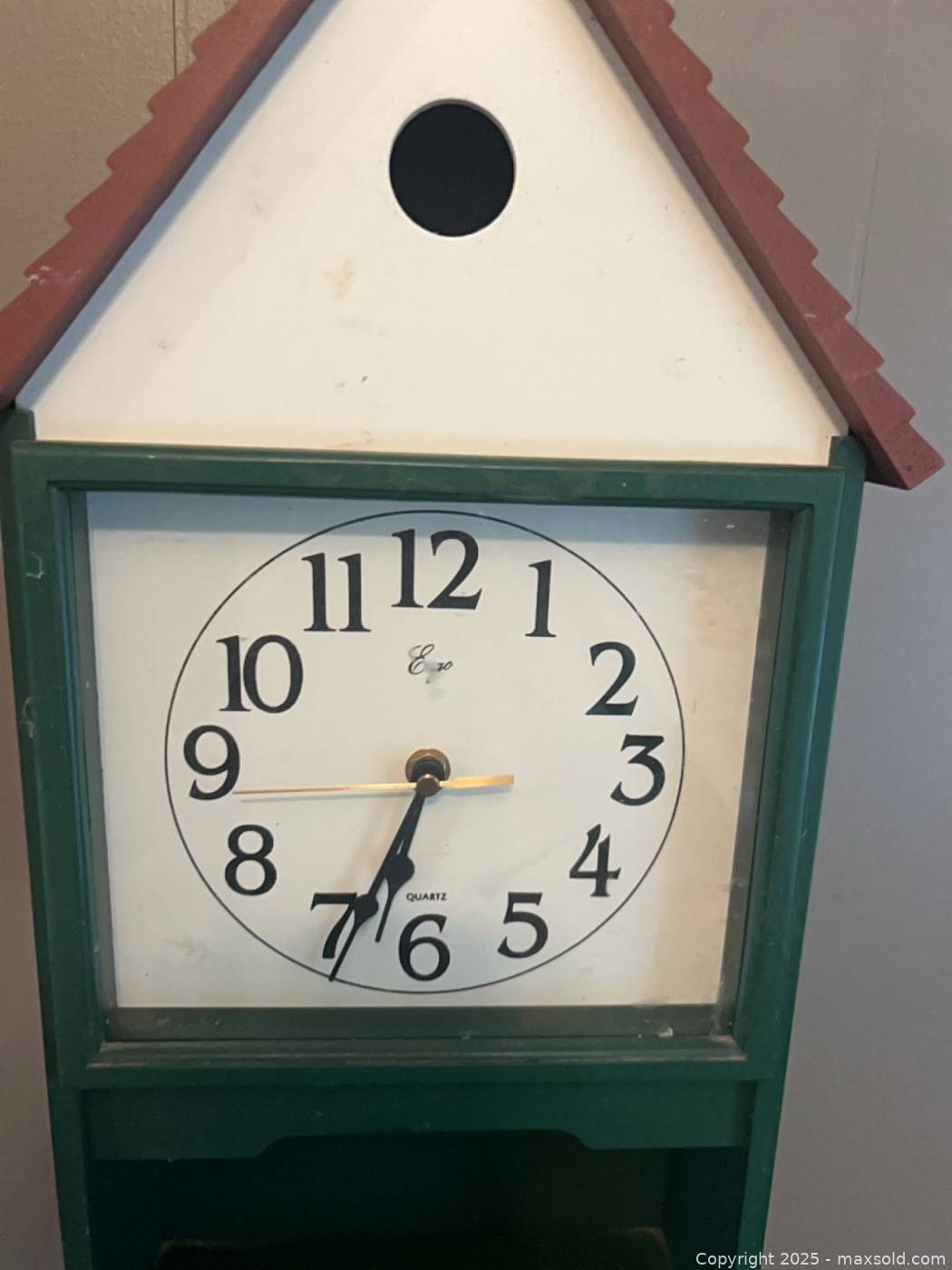 Two wooden wall clocks with shelves | Maxsold
